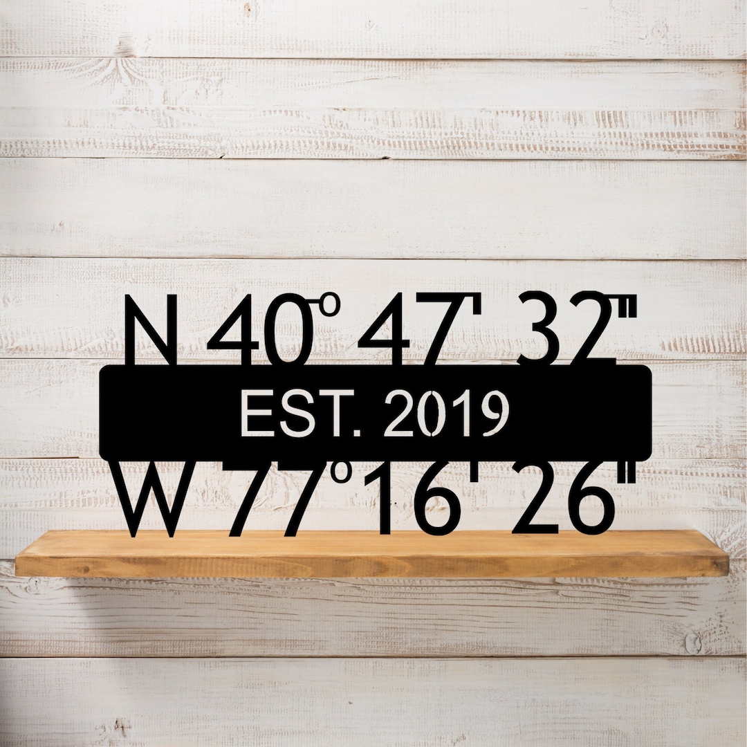 GPS Coordinates Sign Metal Wall Art,latitude Longitude Sign,custom ...