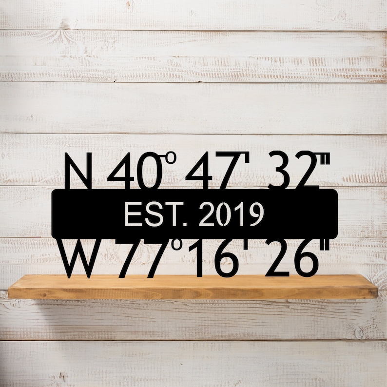GPS Coordinates Sign Metal Wall Artlatitude Longitude - Etsy
