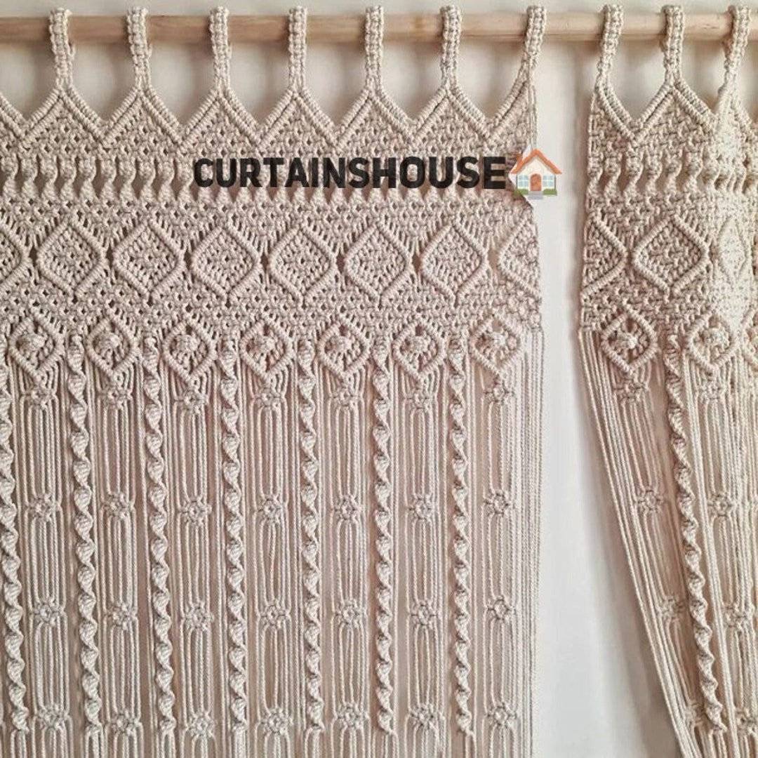 UNIQUE Macrame Curtain, Wall Hanging Modern Geometric Woven Tapestry ...