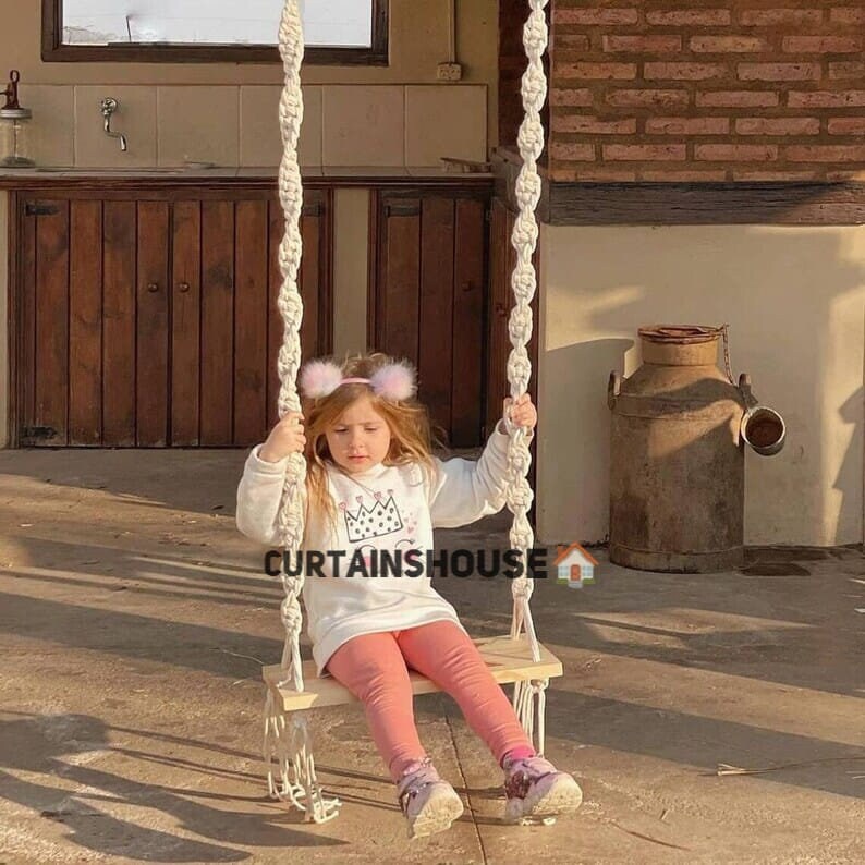 Macrame Swing Macrame Wood Swing Wood Swing Tree Swing - Etsy