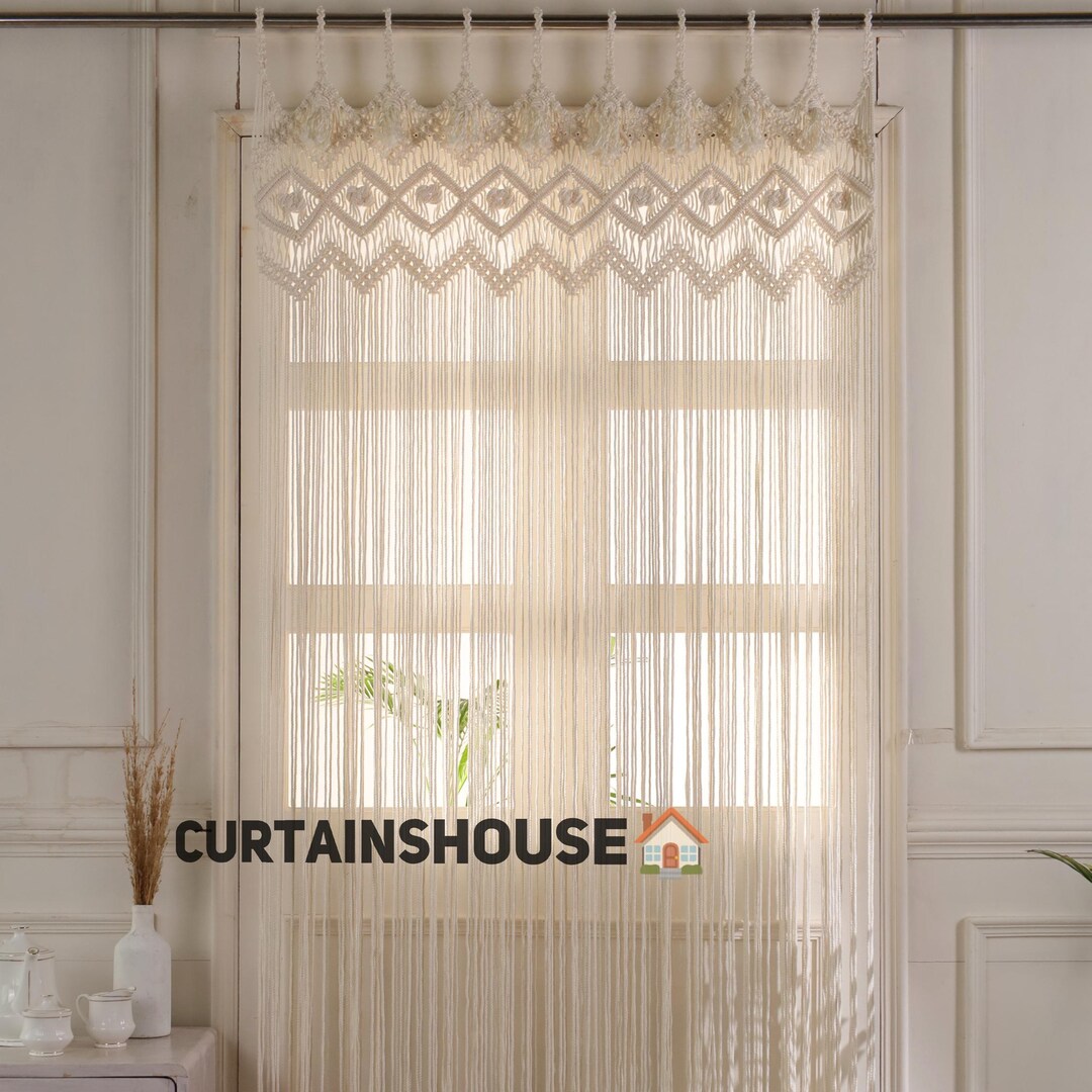 Macrame Bohemian Curtains, Door Window Custom Size Curtains, Window ...