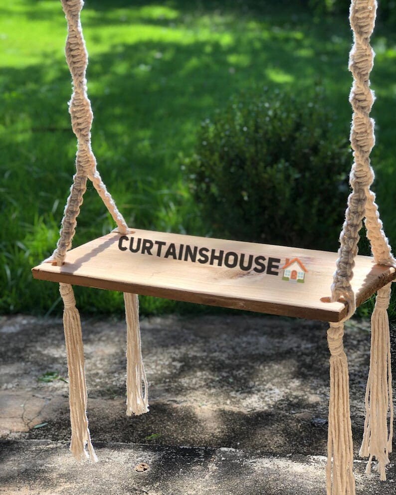 Macrame Swing Macrame Wood Swing Wood Swing Tree Swing - Etsy