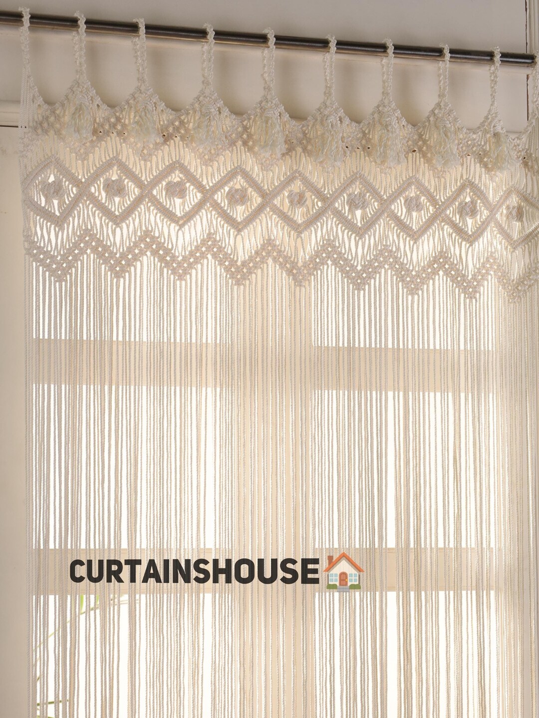 Macrame Bohemian Curtains Door Window Custom Size Curtains Window ...