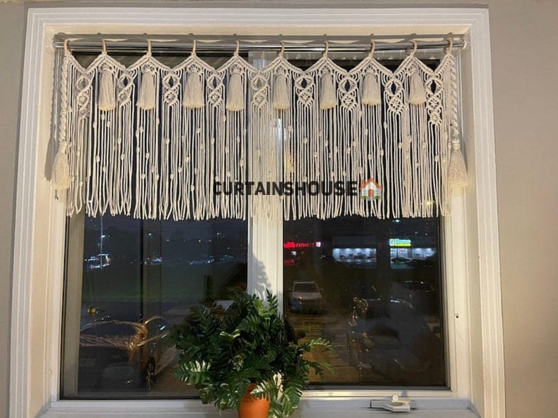 Macrame Valance Window Valance Macrame Tassel Valance Macrame - Etsy