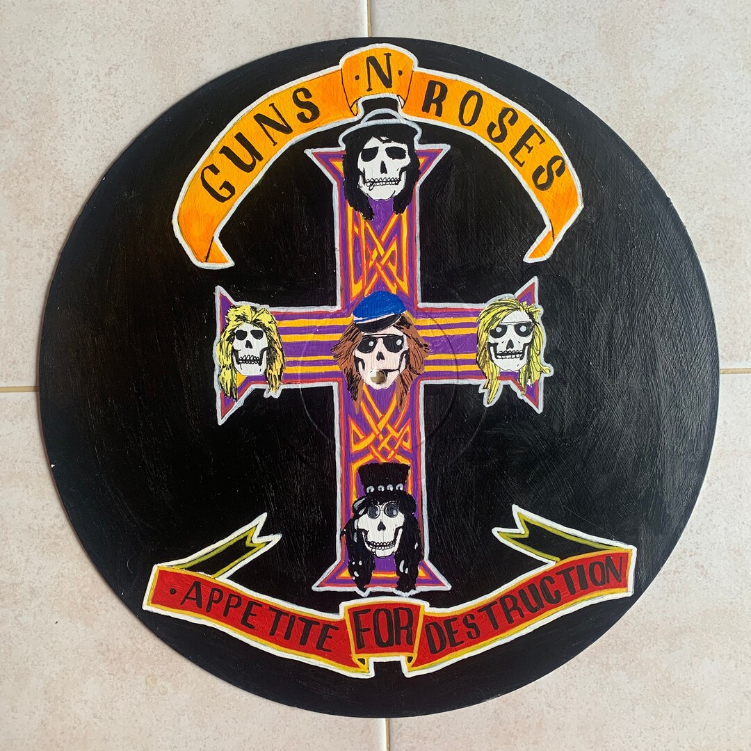 Guns N Roses Hand Painted Album Cover on Vinyl Record Appetite for ...