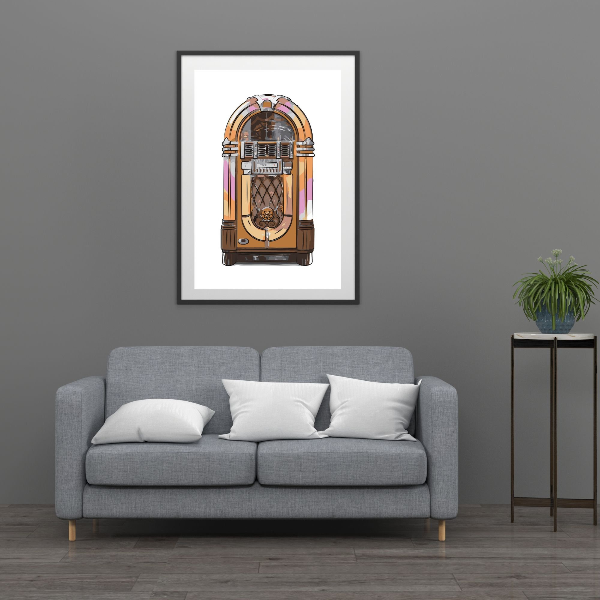 Retro Jukebox Wall Art Print Vintage Wall Art - Etsy