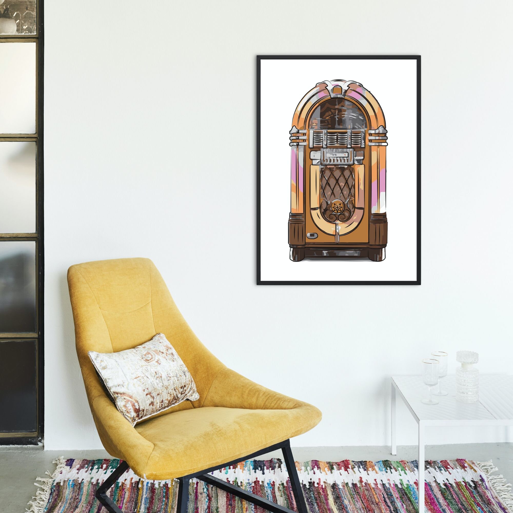 Retro Jukebox Wall Art Print Vintage Wall Art - Etsy