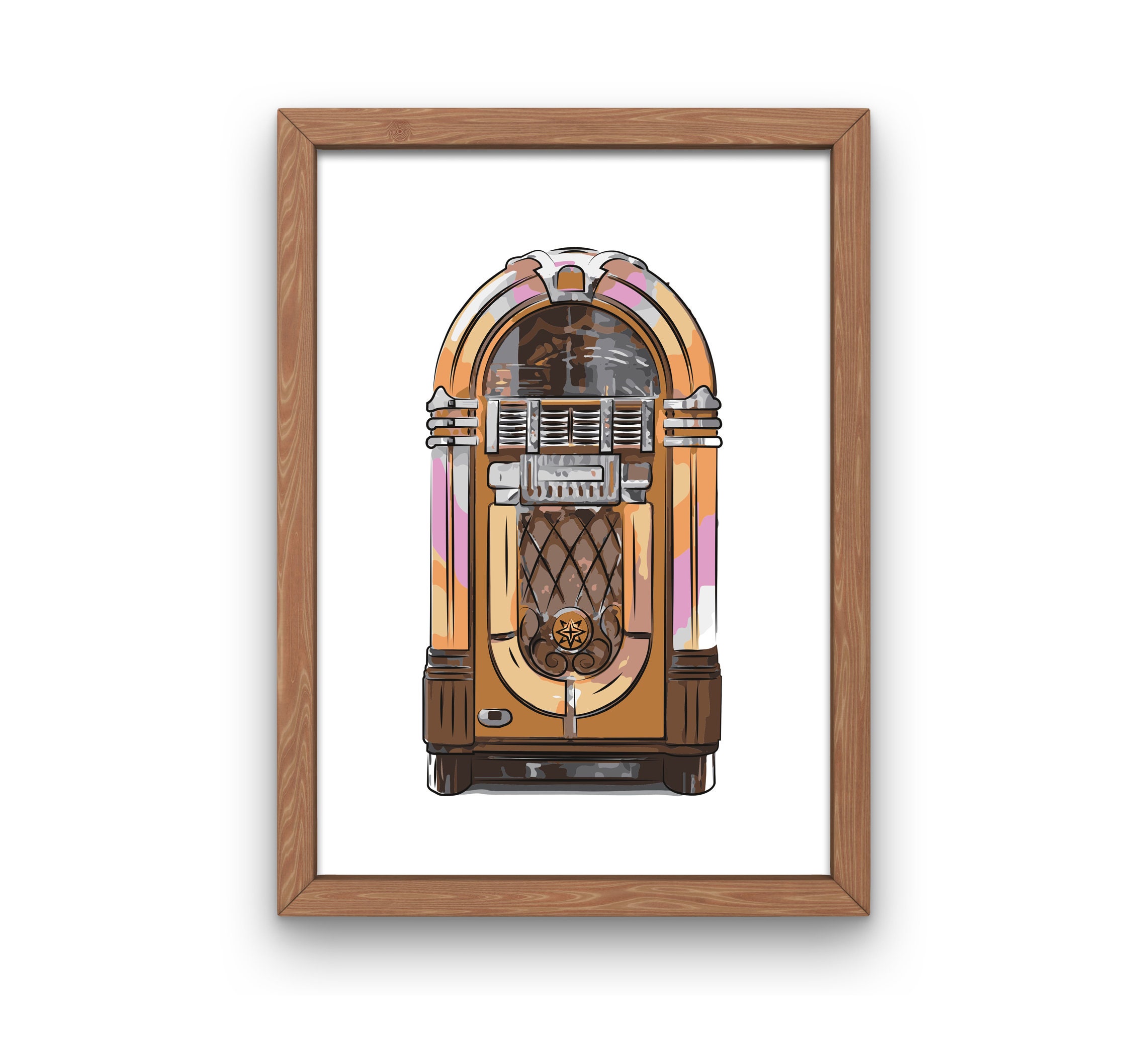 Retro Jukebox Wall Art Print Vintage Wall Art - Etsy