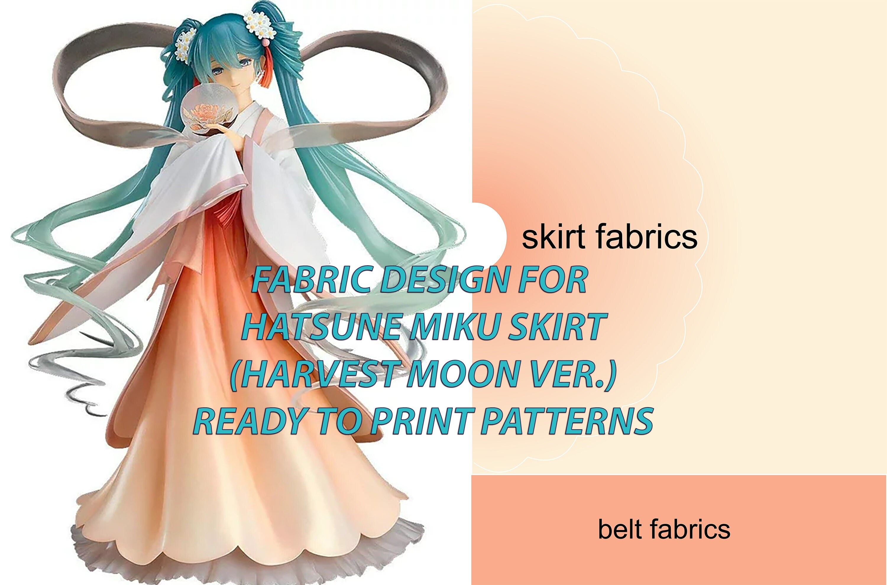 Hatsune Miku Skirt Fabric Design Harvest Moon Digital Design - Etsy