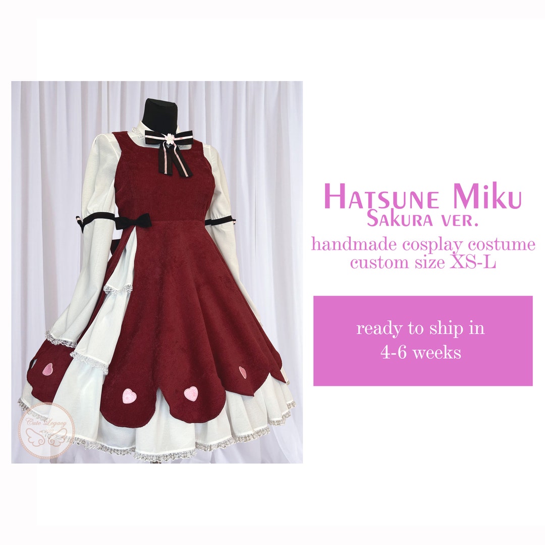 Hatsune Miku Vocaloid Cosplay Costume Sakura Miku Custom Made Cosplay ...