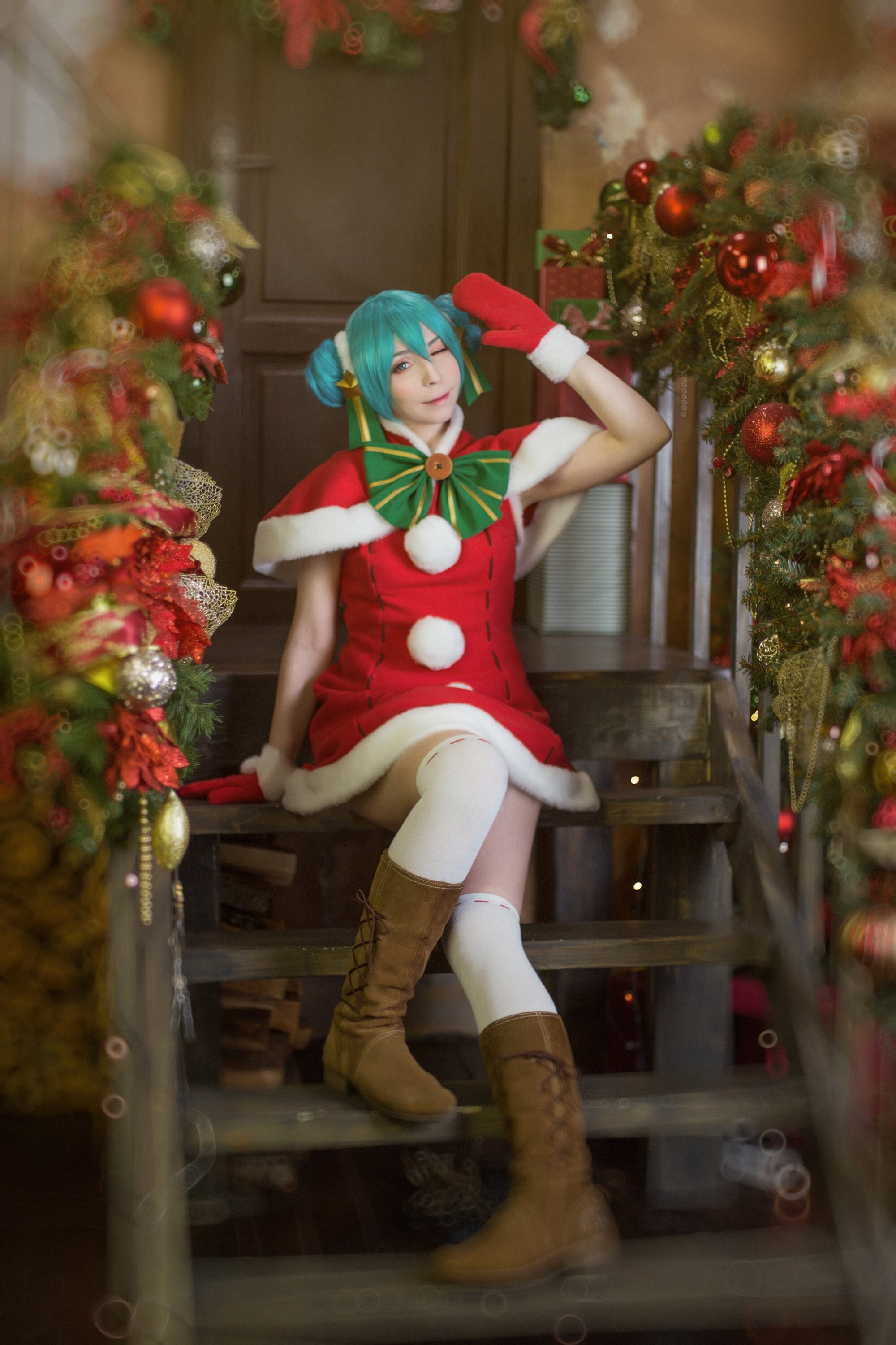 Hatsune Miku Vocaloid Cosplay Costume Christmas Ver. Custom Made ...