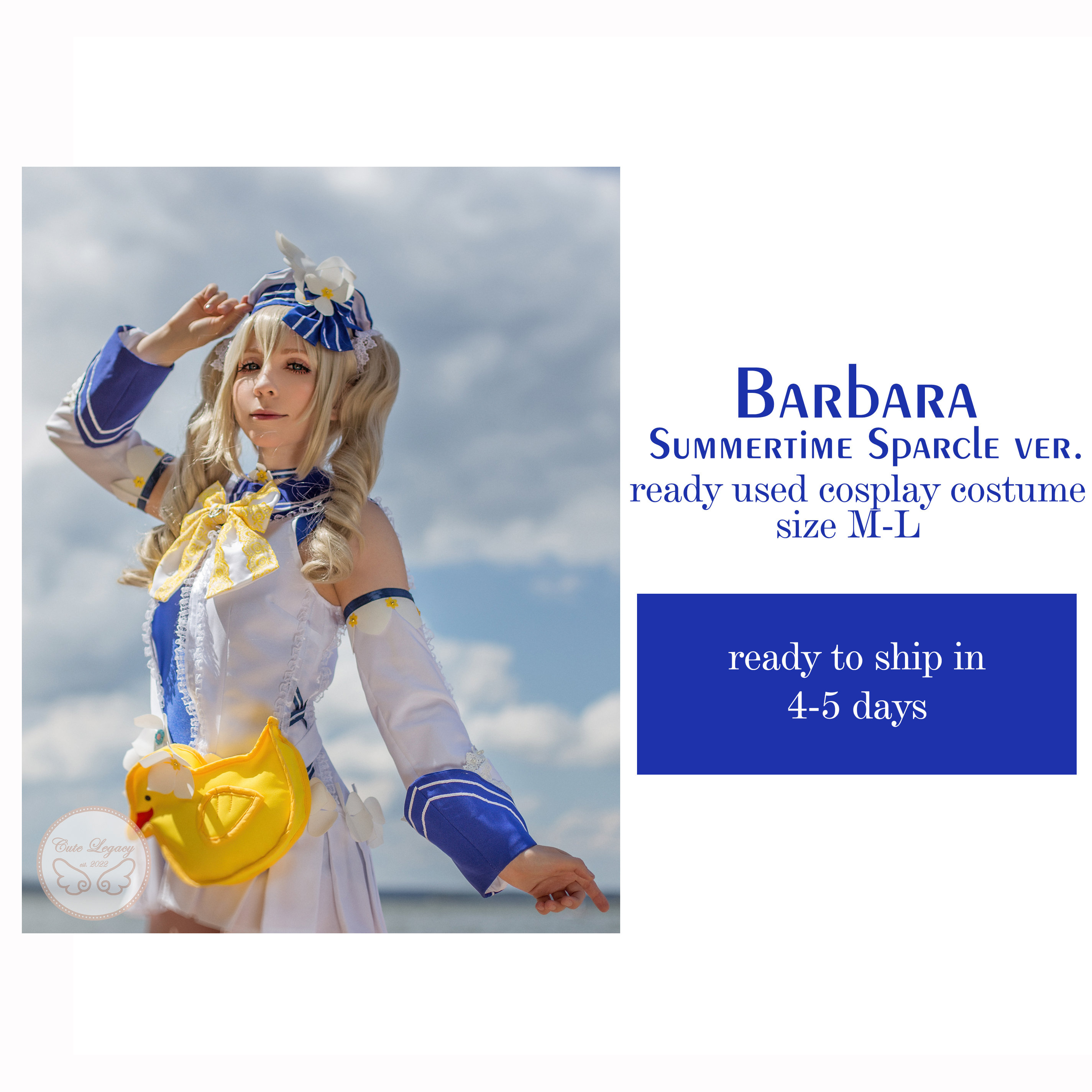 Barbara Genshin Impact Cosplay Costume Summertime Sparkle Custom Made ...