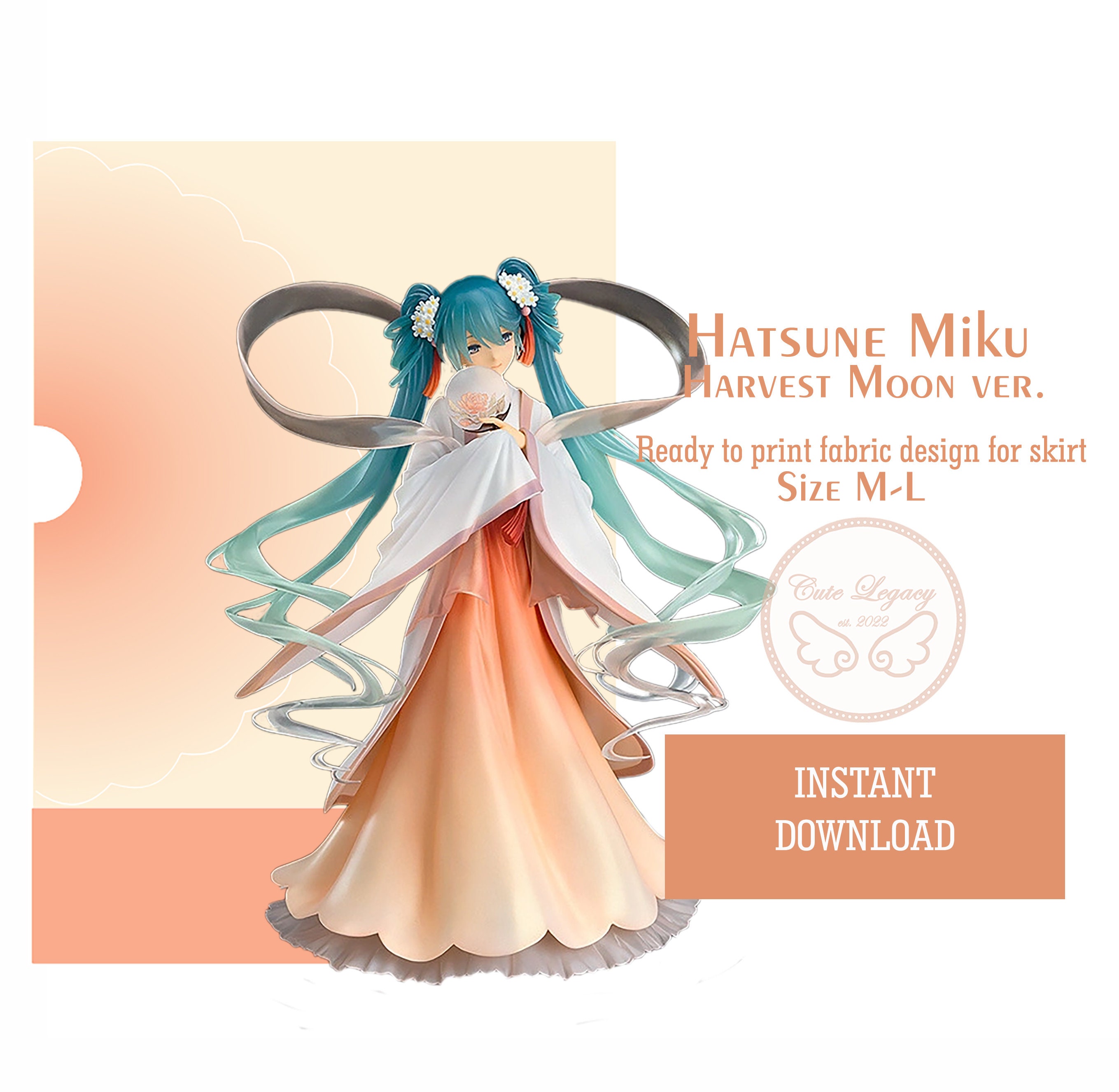 Hatsune Miku Skirt Fabric Design Harvest Moon Digital Design Ready for ...