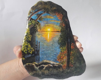 Sunset Rock Painting - Etsy