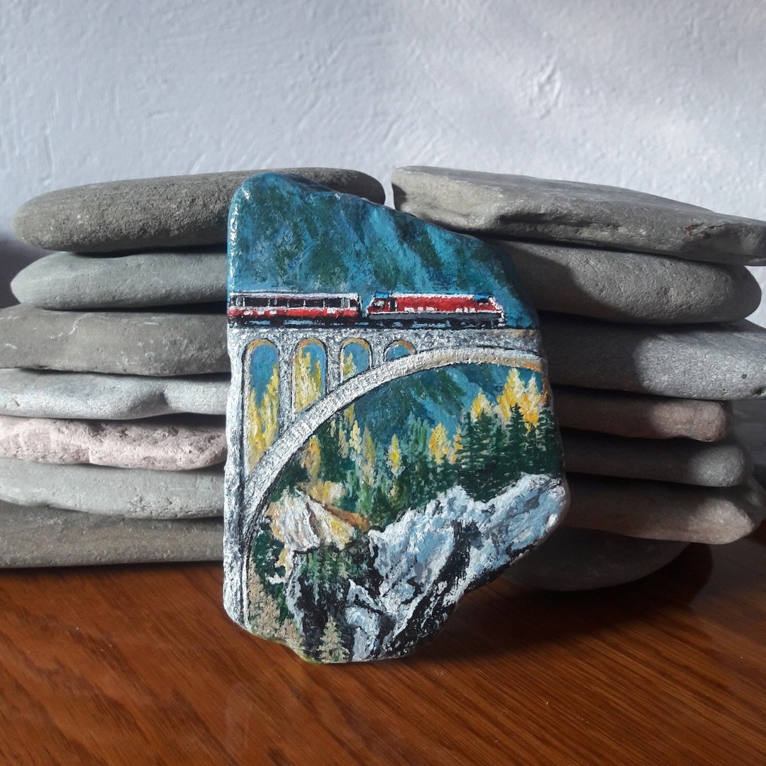 Stone Painting of a Train, Acrylic Painted Rocks, Stone Art, Rock ...