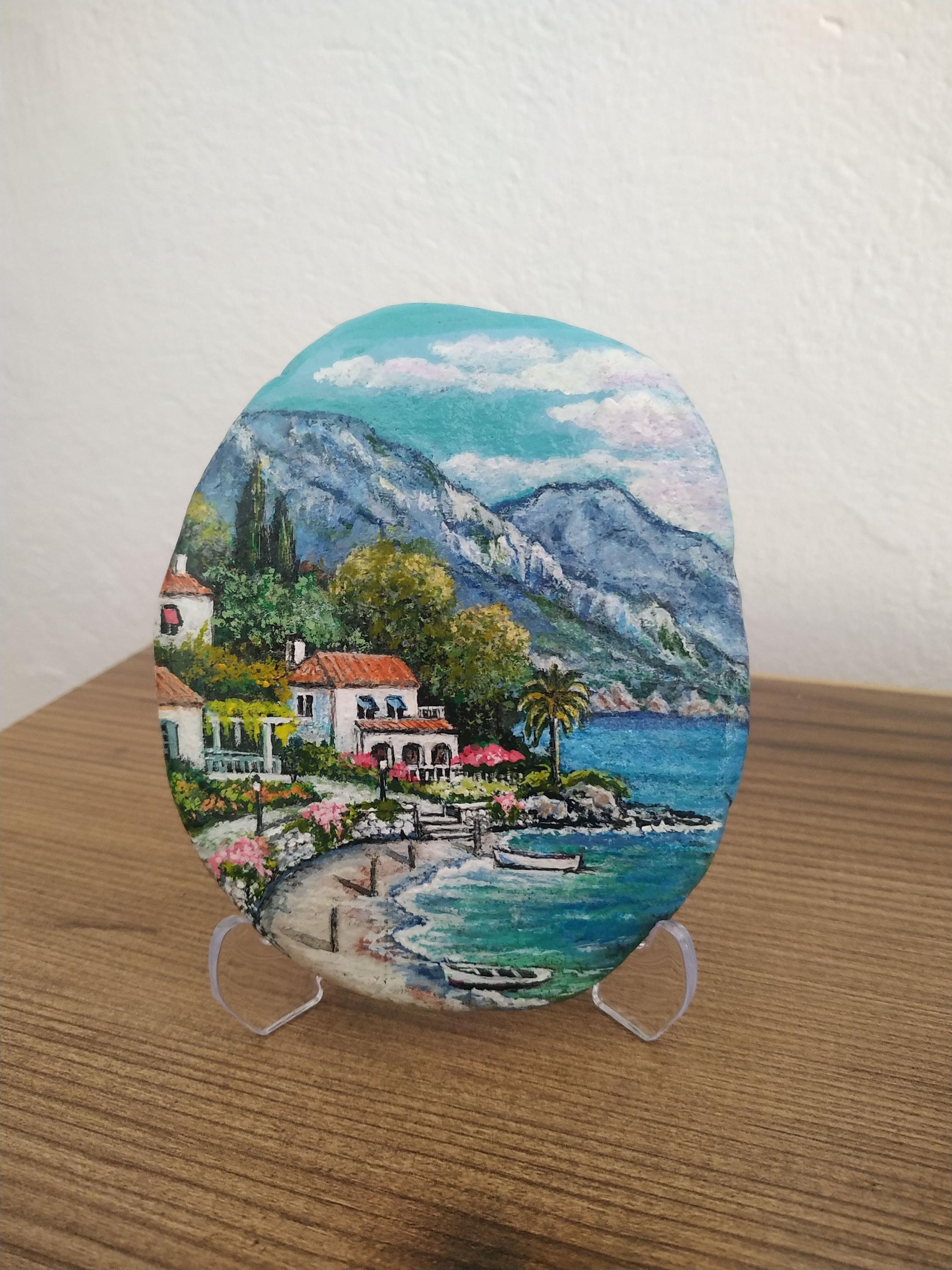 Wall Art, Hand Painted Acrylic Rock Art Unique Stone Decoration for ...