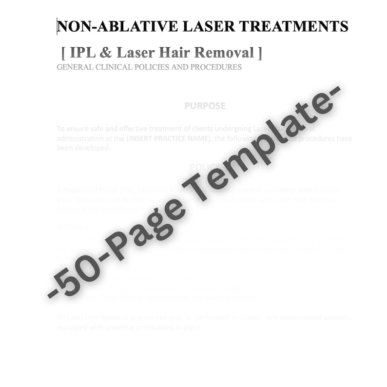 IPL & Laser Hair Removal Policies and Procedures Template (50 Pages) - Etsy