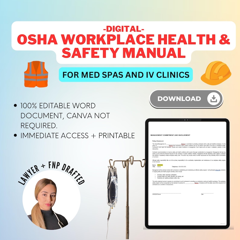 OSHA Compliance Forms: Medspa & IV Therapy Safety Program (word ...