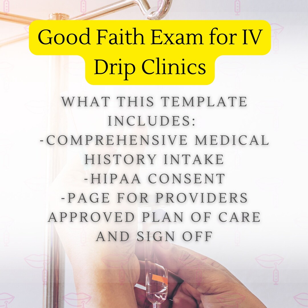 Good Faith Exam For IV Therapy Etsy