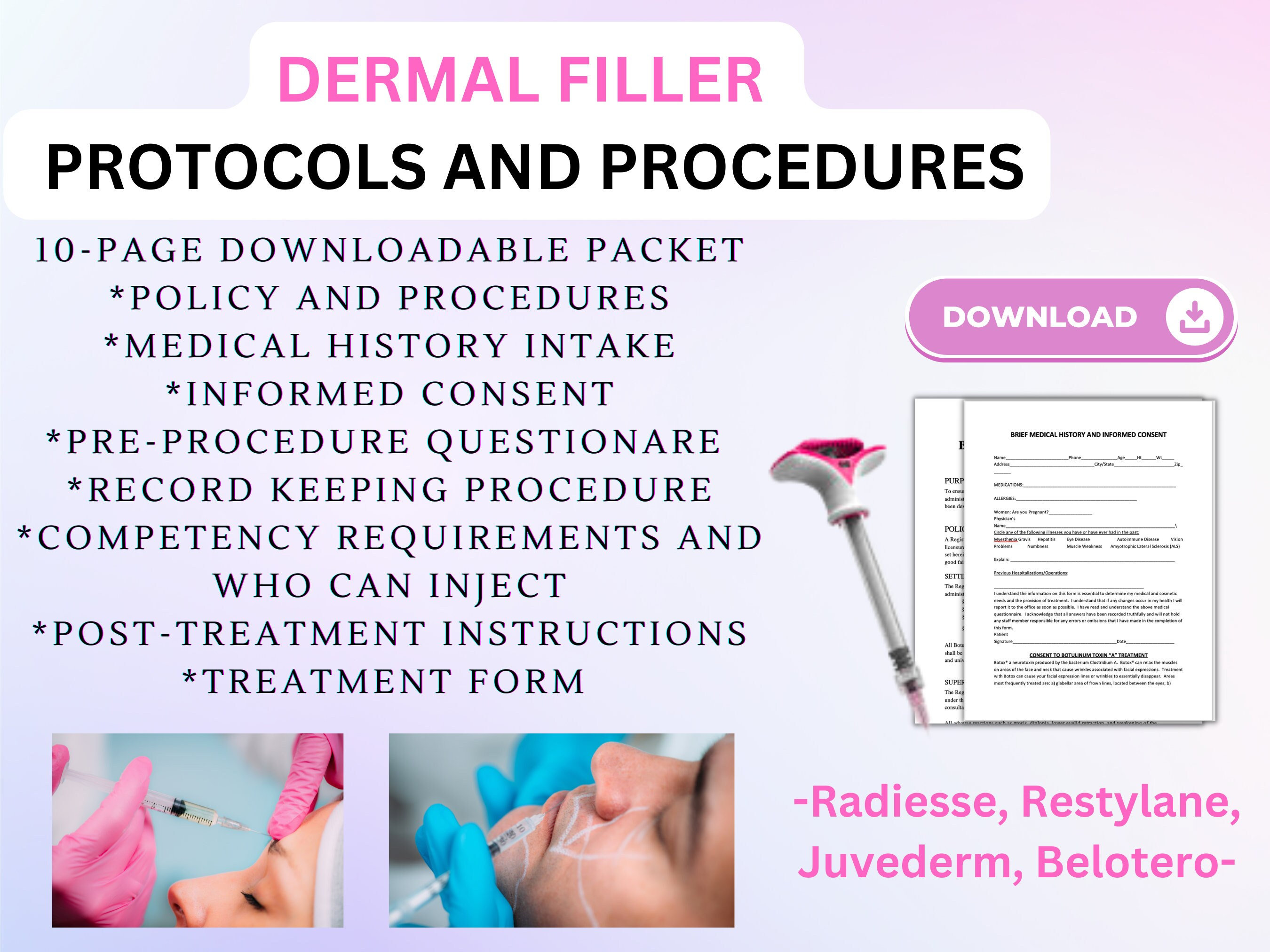 Dermal Fillers Policy and Procedures Manual: Medspa Business Template ...