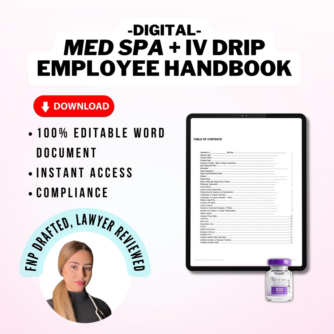 IV Drip & Medical Spa Employee Manual Template (digital Download) - Etsy