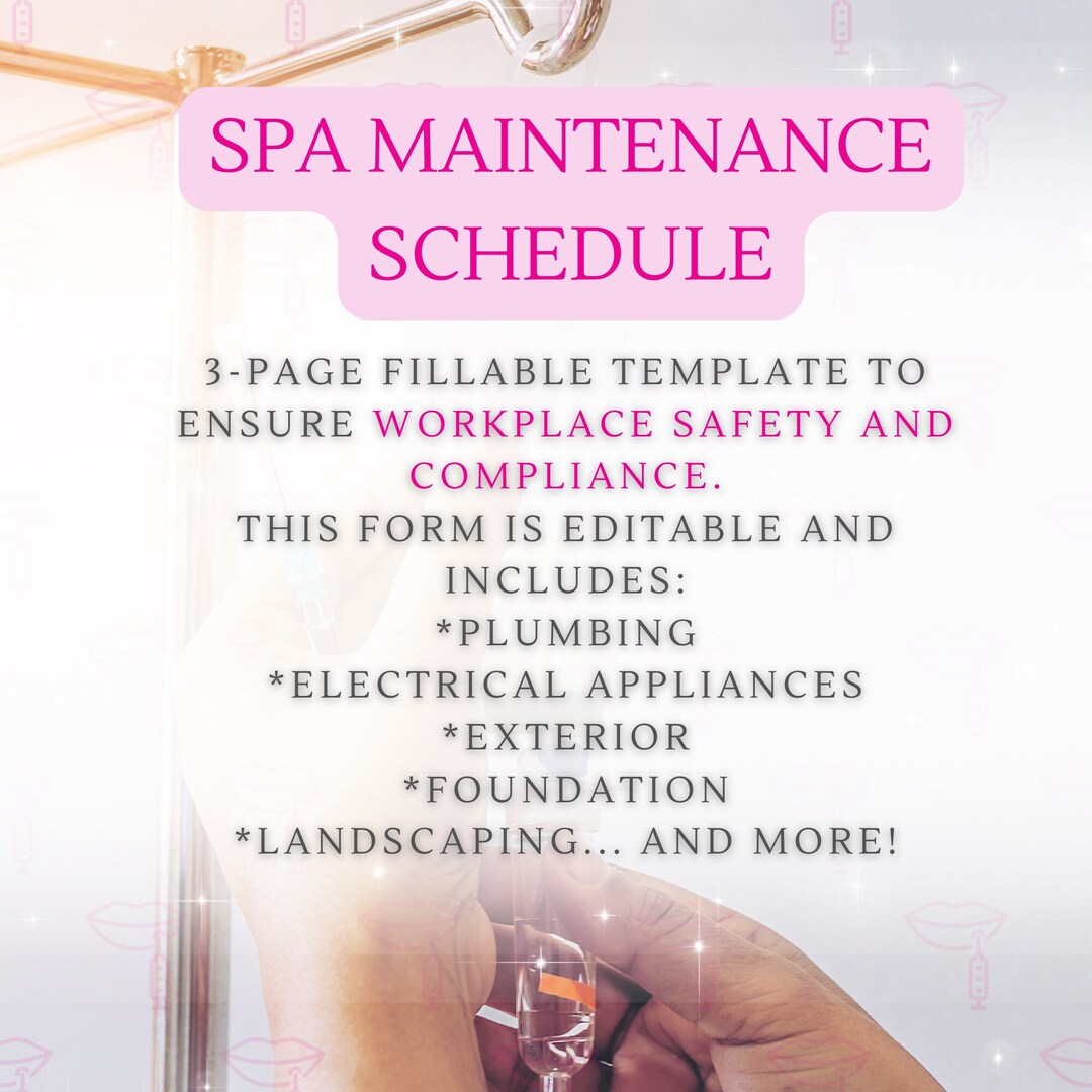 Medical Spa Maintenance Template // 3-page Fillable Form - Etsy