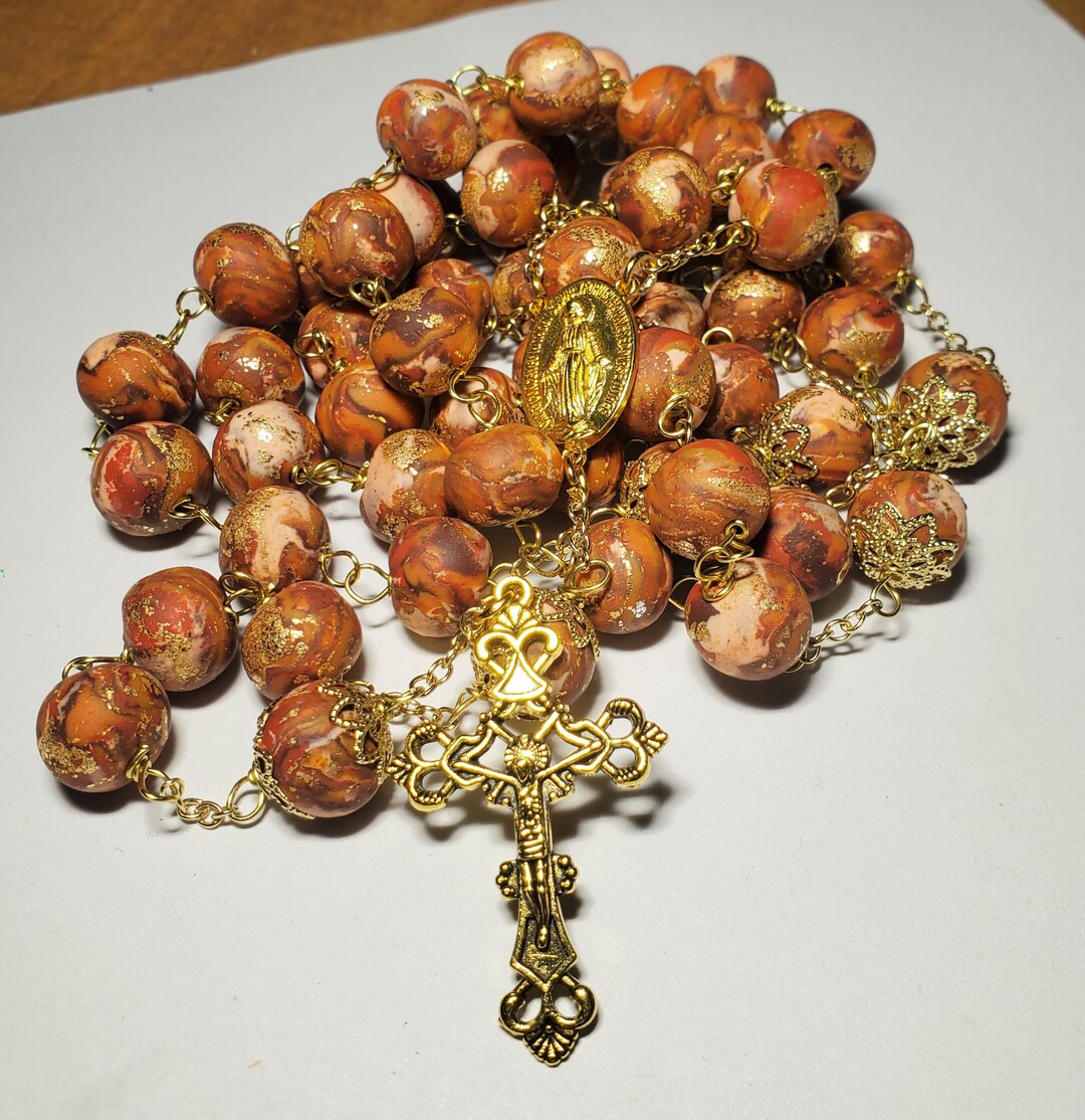 Burnt Orange Rosary - Etsy