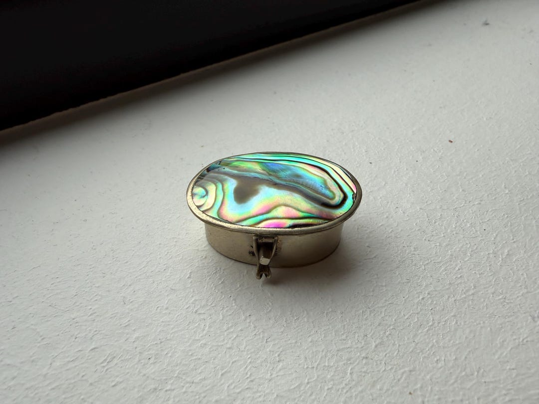 Vintage Mexico Abalone Shell Alpaca Pill Box - Etsy