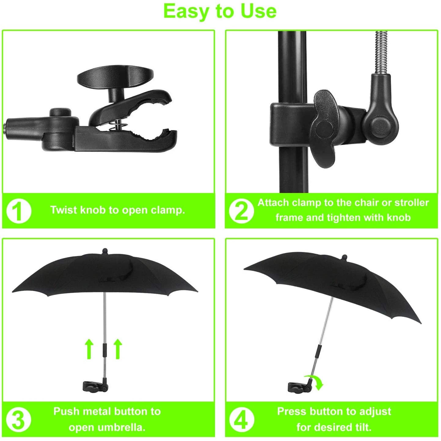 Universal UV Pram Parasol Sun Canopy for Pushchairs and Buggy, Clip on ...