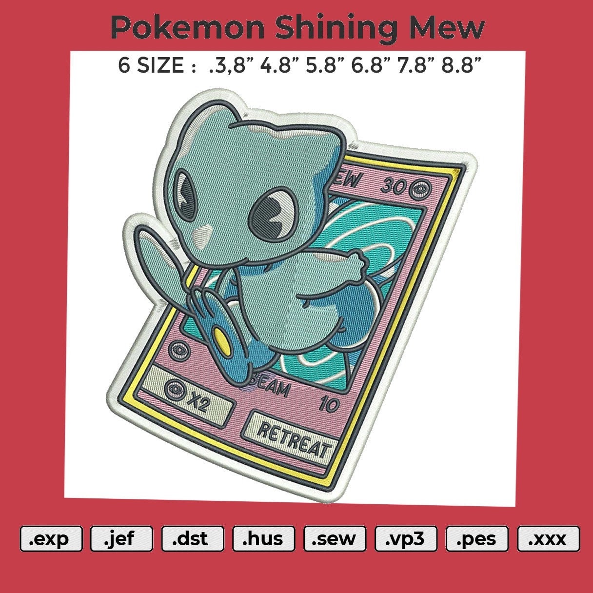 Shiny Mew - Embroidery Files - Etsy