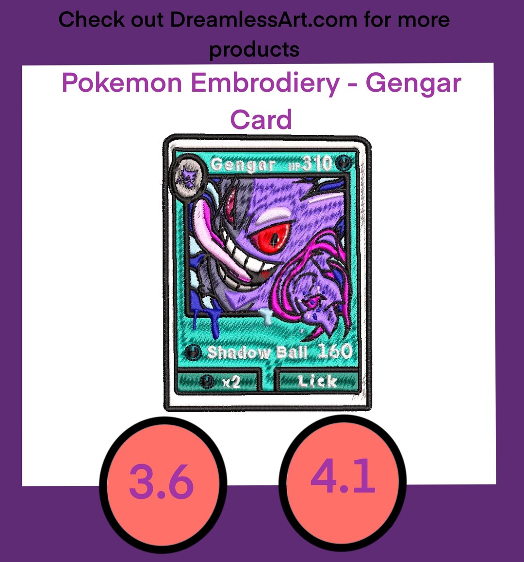 Pokemon Embroidery - Gengar Card - Etsy
