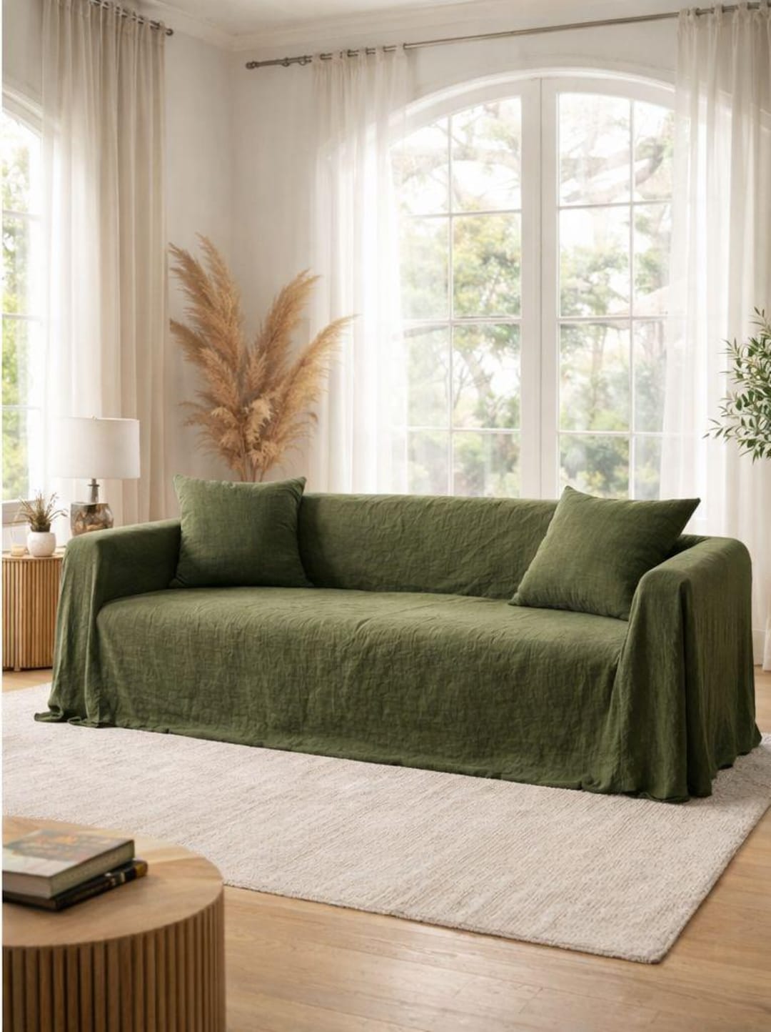 Custom Linen Sofa Cover Fit to All Sofas Handmade Slipcovers Extra ...