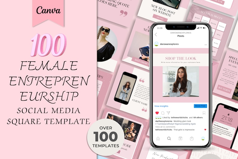 30 Entrepreneur Instagram Post Canva Templates | Business Coach Owner ...