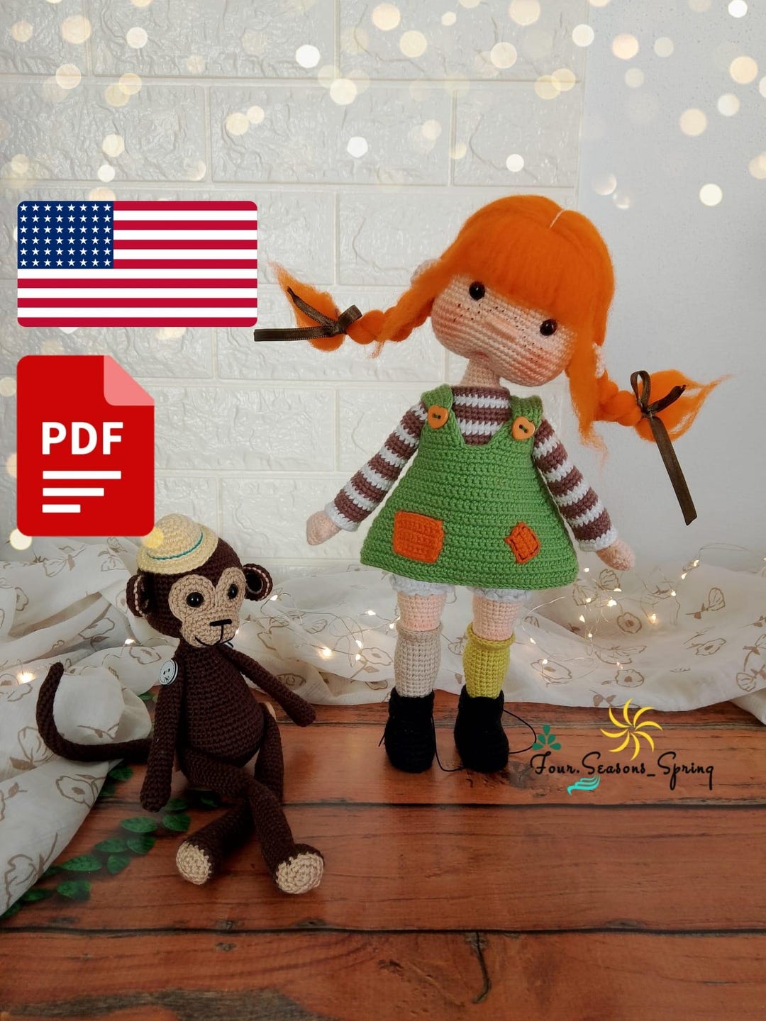 PETTY Orange Hair&monkey Toy Doll Crochet Pattern in English Language ...