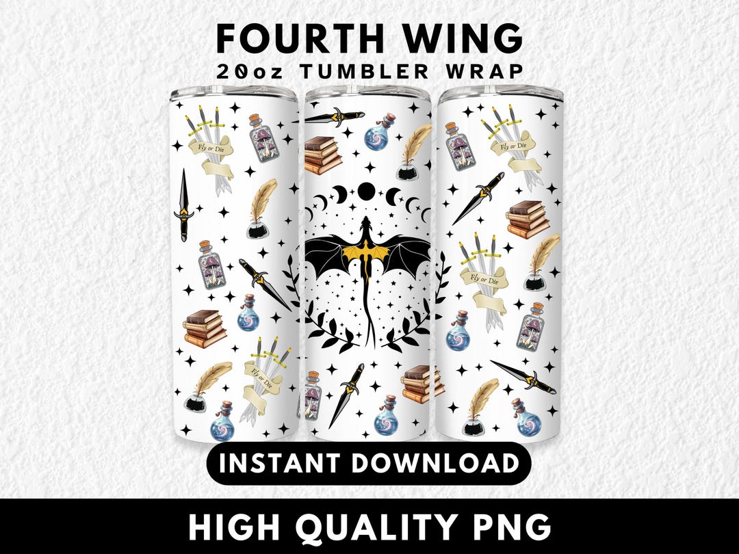 Fourth Wing 20oz Sublimation PNG, Skinny Tumbler Design, Bookish Book ...