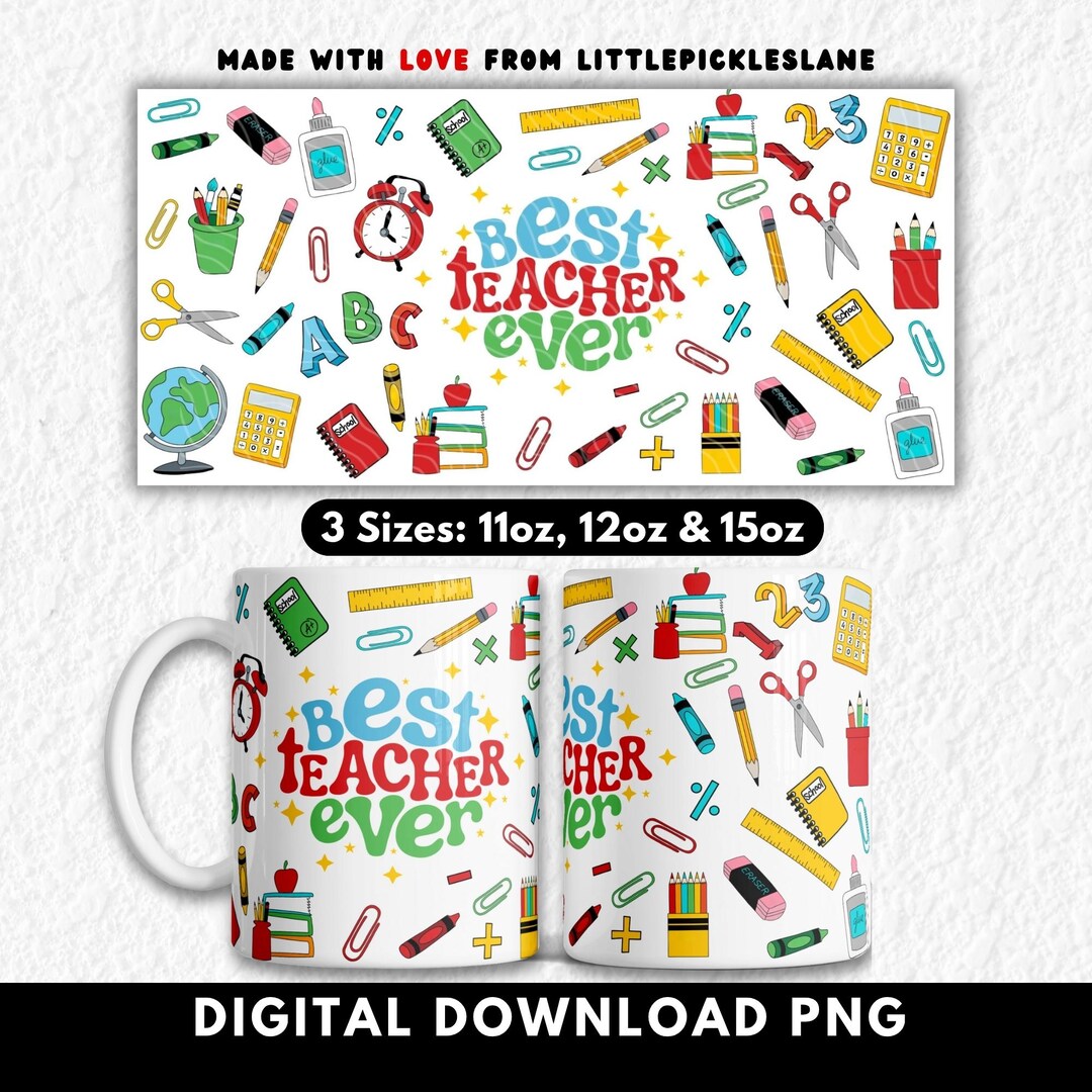 Teacher Mug Wrap Sublimation PNG, Teachers Coffee Mugs Design Wraps ...