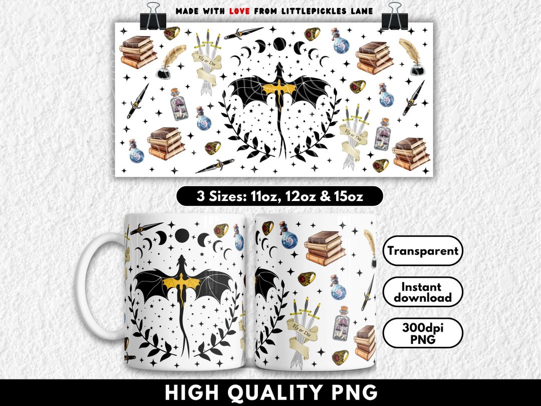 Fourth Wing Sublimation Mug Wraps PNG, Coffee Mugs Designs, Tea Cup ...