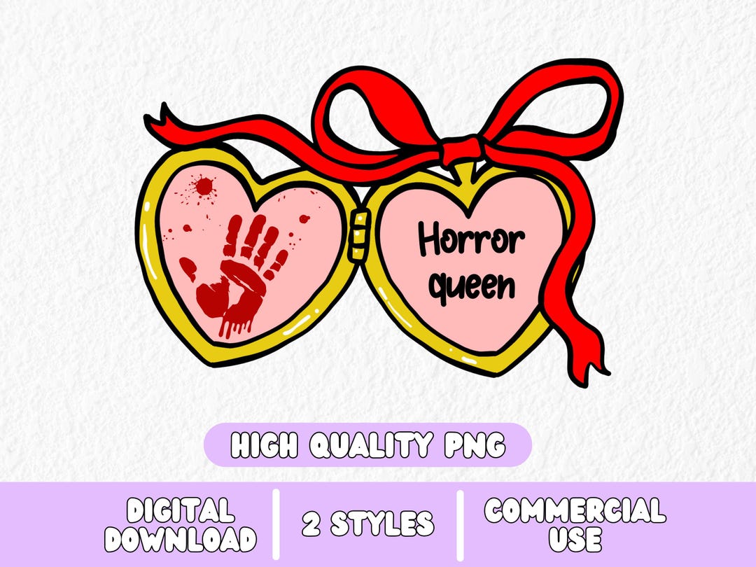 Bookish Horror Queen Locket PNG: Trendy Stickers, T-shirts (digital ...
