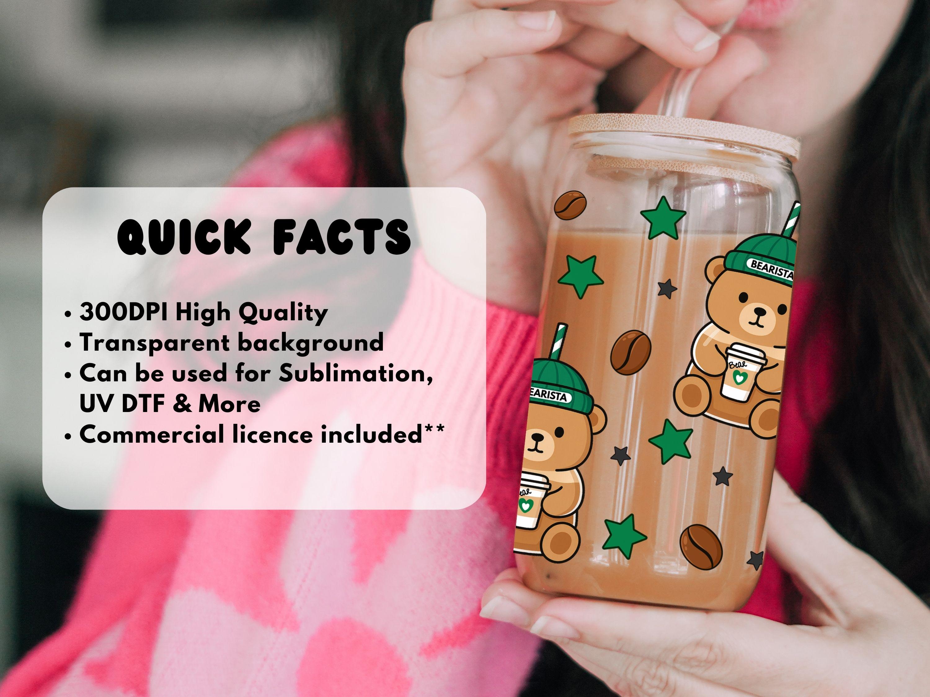 Iced Coffee Bear Tumbler Wraps Libbey Can Wrap, Barista Teddy Bears Ice ...