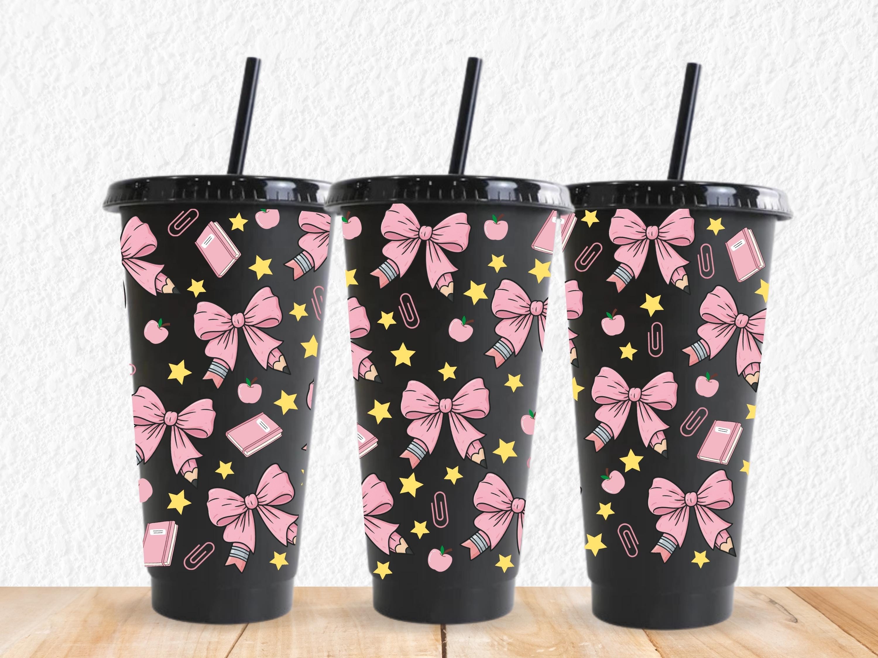 Coquette Teacher Plastic Cold Cup Wrap PNG, 24oz Tumbler Cups Wraps ...