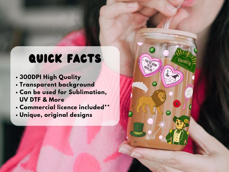 Wicked Tumbler Can Wrap PNG, Libbey Glass Coffee Cup Wraps, Glinda ...
