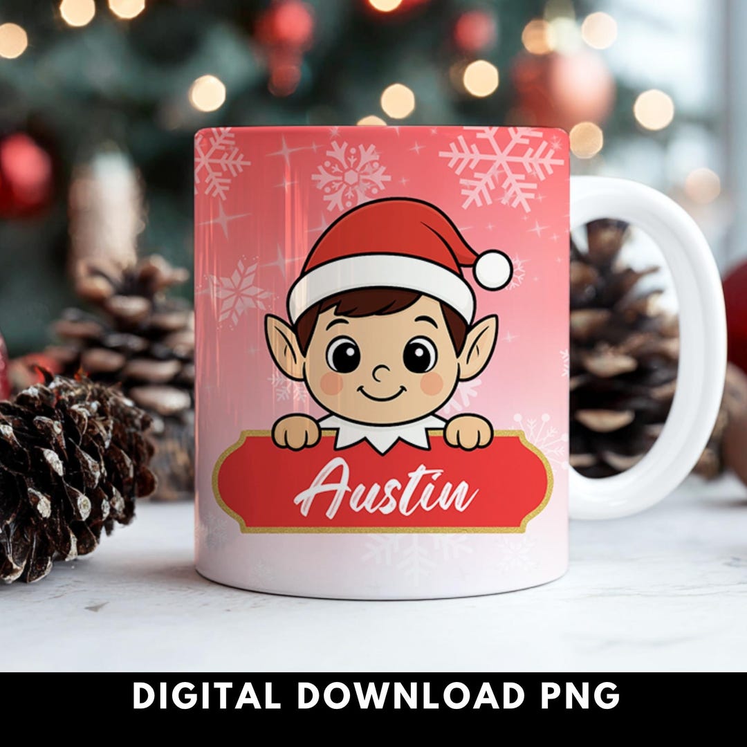 Custom Christmas Elf Mug Wrap Sublimation Designs, Xmas Kids Cup Wraps ...