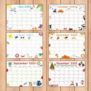 2025 Calendar Printable, Wall Calendar PDF, Cute Kids Calendar ...