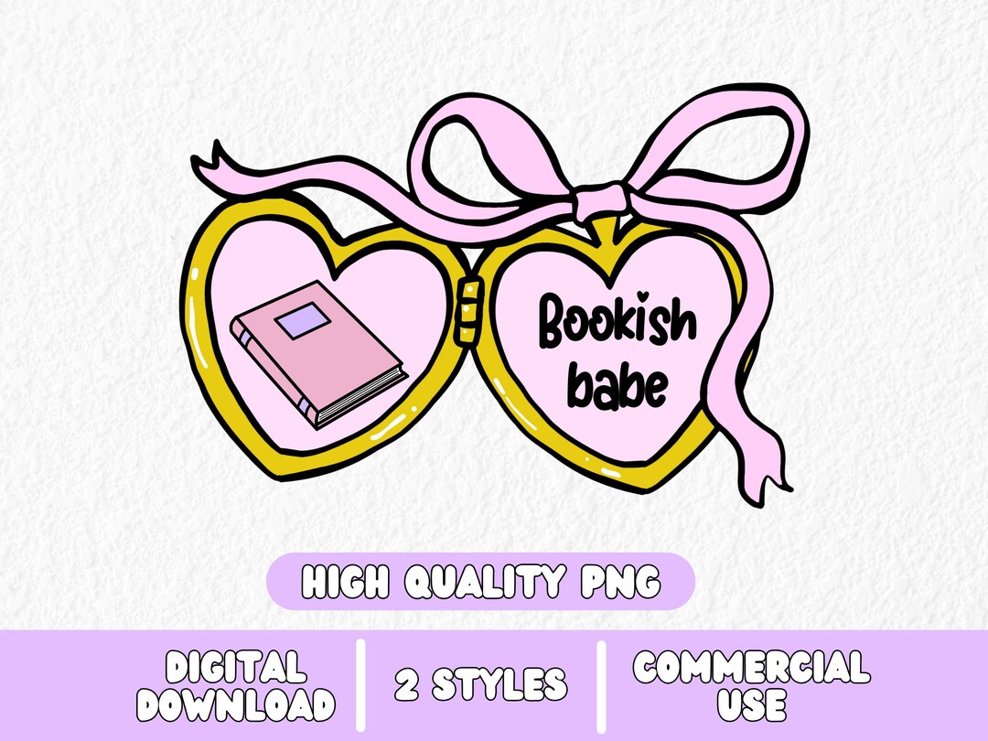 Bookish Babe Trendy Stickers Png | Love Heart Locket Necklace, Sticker ...