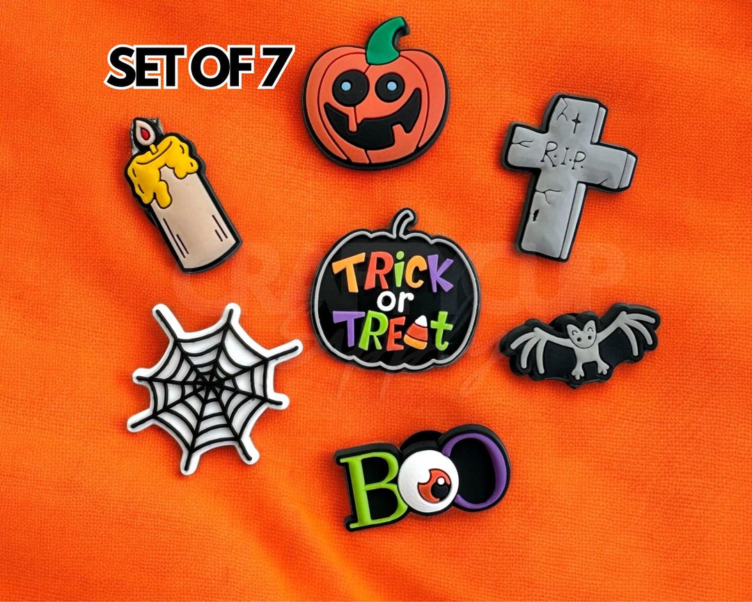 Halloween Horror Croc Charms Jibbitz Pumpkin Trick Treat Badge Charm ...