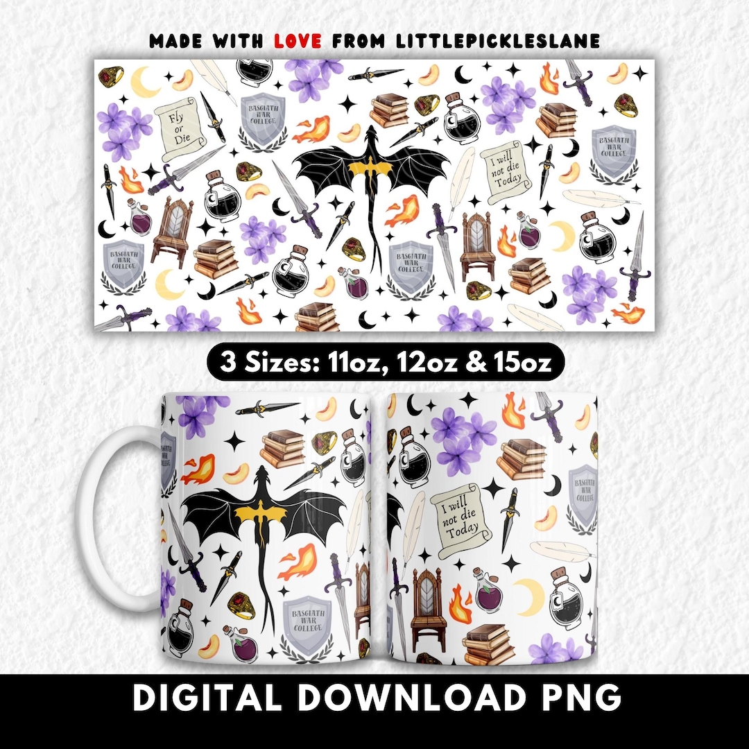 Fourth Wing Sublimation Mug Wraps PNG, Coffee Mugs Designs, Tea Cup ...