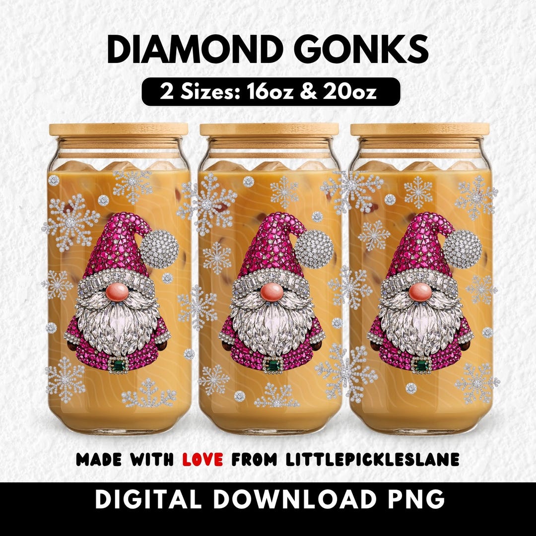 Christmas Gonk Tumbler Can Wrap, Diamond Rhinestone Sparkle Holiday ...