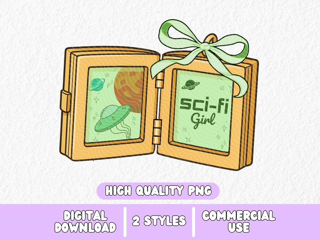 Sci-fi Girlie Trendy Stickers Png, Book Locket Necklace Sticker Kindle ...