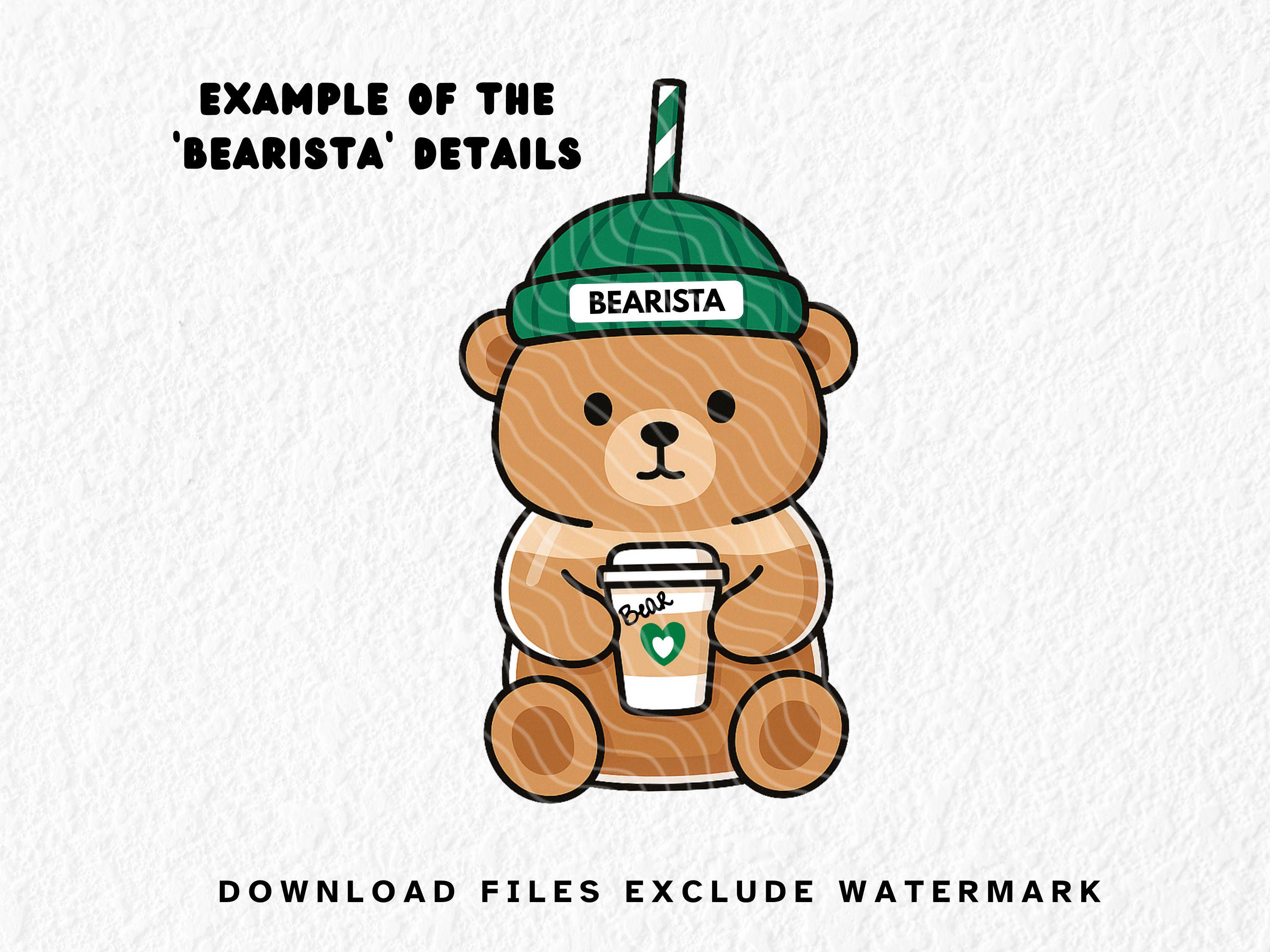 Iced Coffee Bear Tumbler Wraps Libbey Can Wrap, Barista Teddy Bears Ice ...