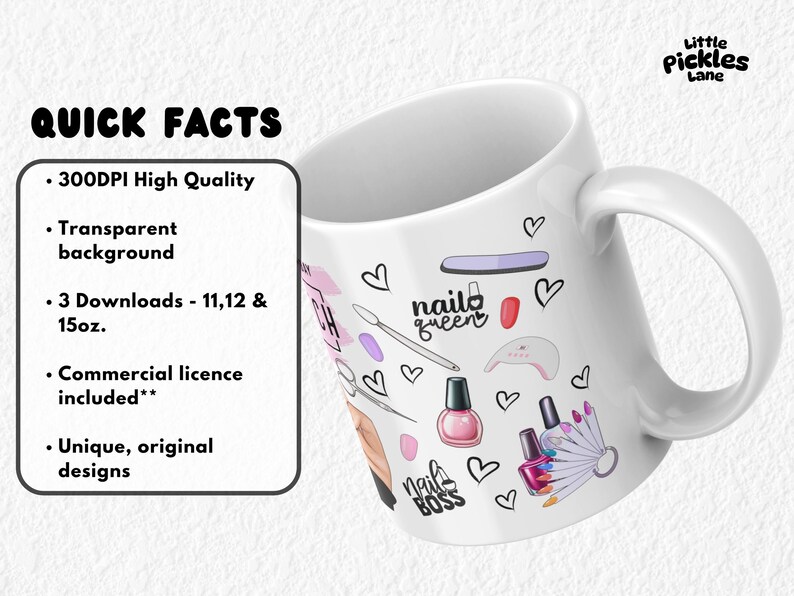 Nail Tech Mug Wrap Sublimation PNG, Acrylic Nails Artist Coffee Cup ...